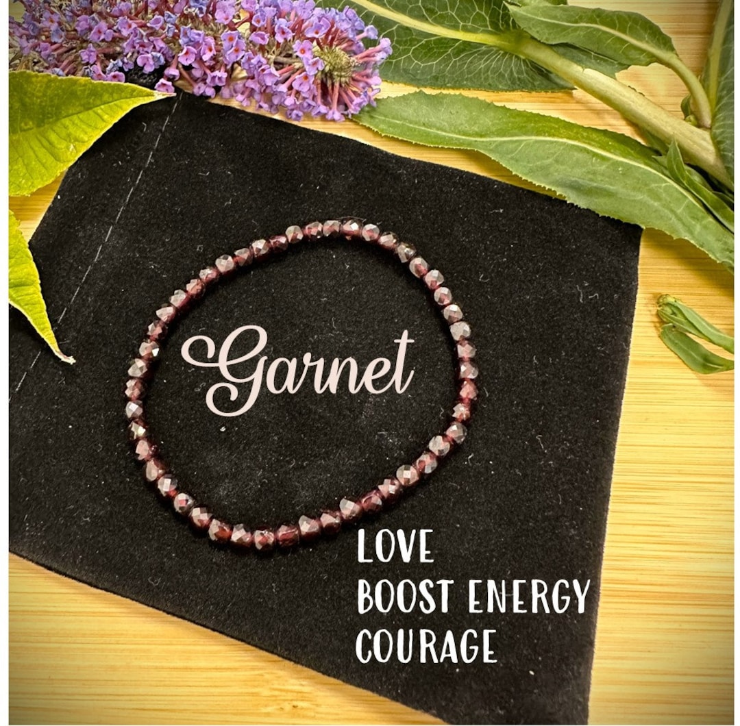 Crystal Healing Stones Garnet Hand Crafter 4mm Cubed Bracelet Love - Etsy