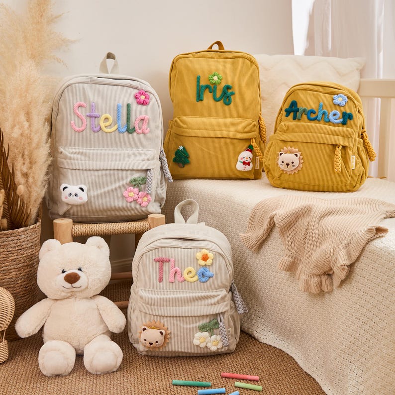 Custom Name Embroidered Backpack for Kids · Cute Corduroy Bag · Toddler ...