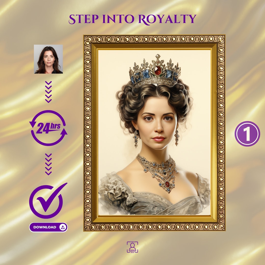 Custom Royal Princess Portrait From Photo: Elegant Gift for Her ...