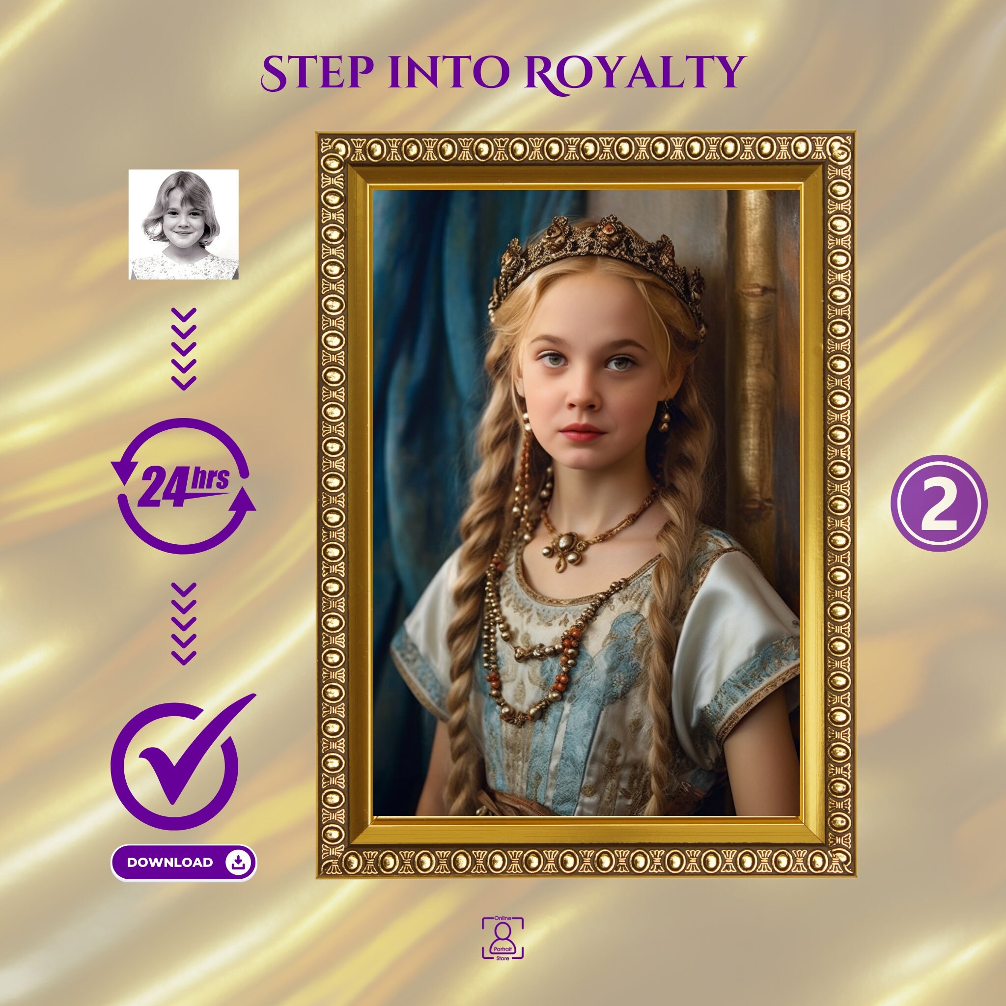 Custom Royal Little Empress Portrait From Photo, Little Princess Portrait, Historical Portrait ...