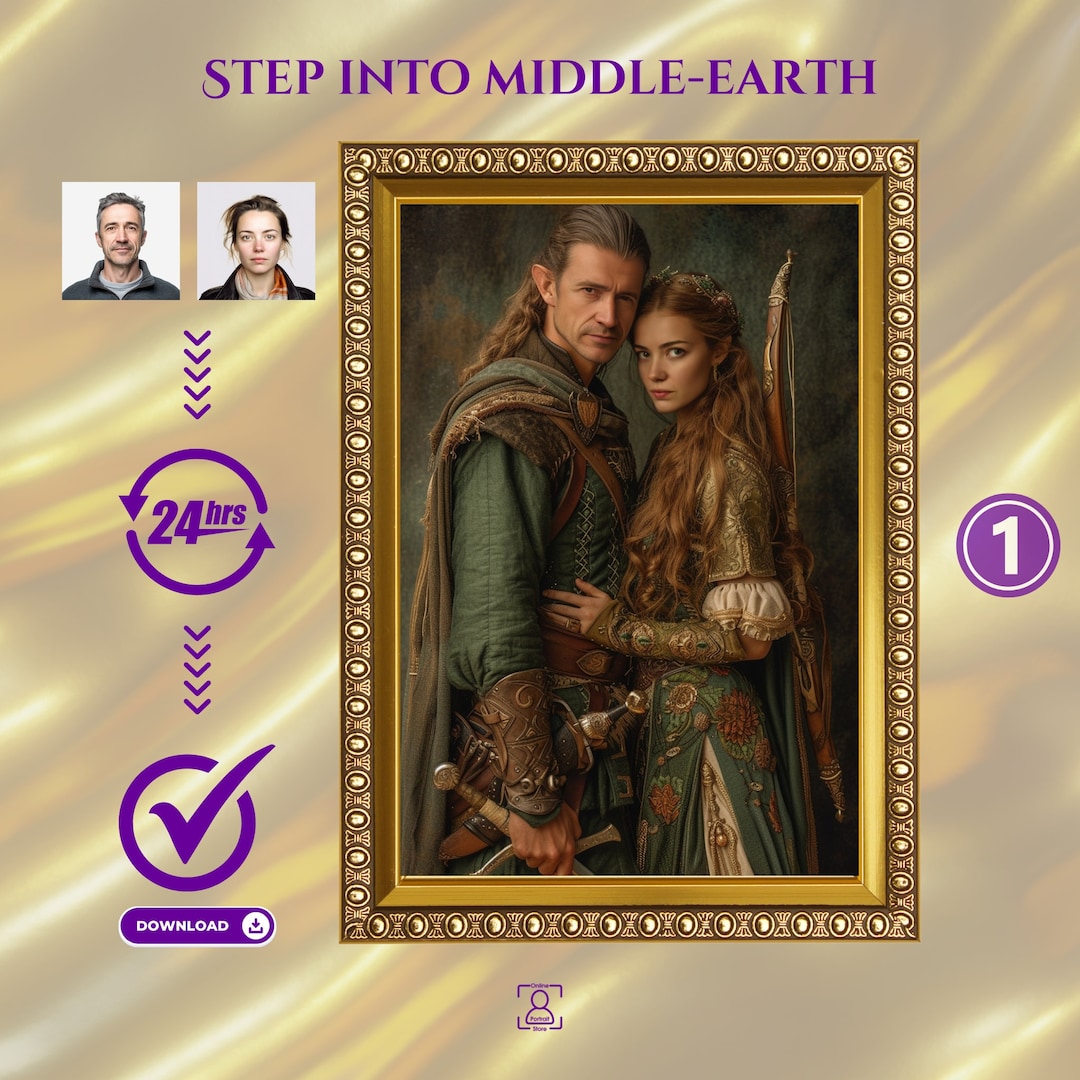 Custom Fantasy Style Couple Portrait From Photo, Middle-earth Style ...