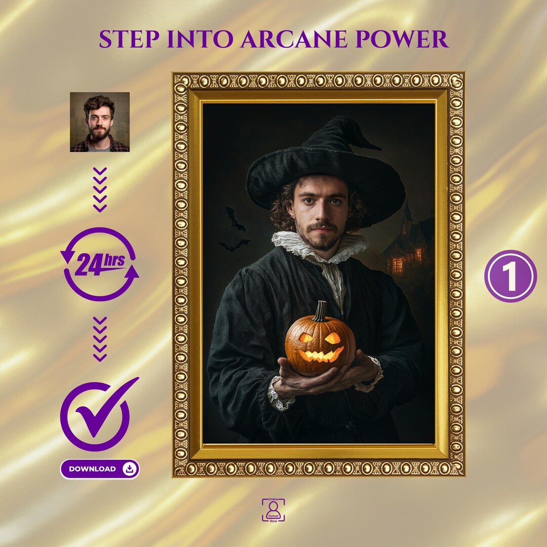 Custom Wizard Portrait From Photo, Unique Halloween Gift (digital ...