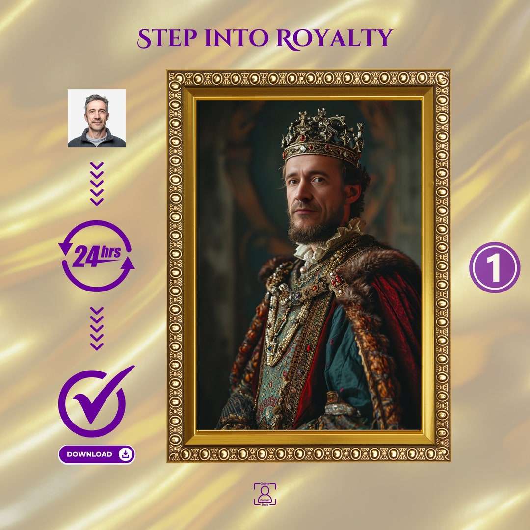 Custom Renaissance King Portrait, Personalized Gift for Him (digital ...