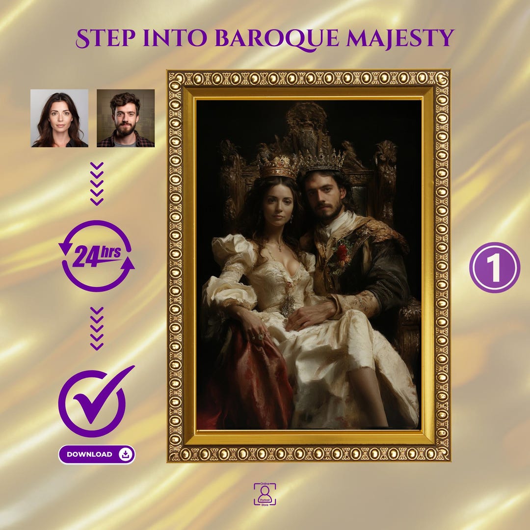 Custom Baroque Couple Portrait – Royal Anniversary Gift (digital ...