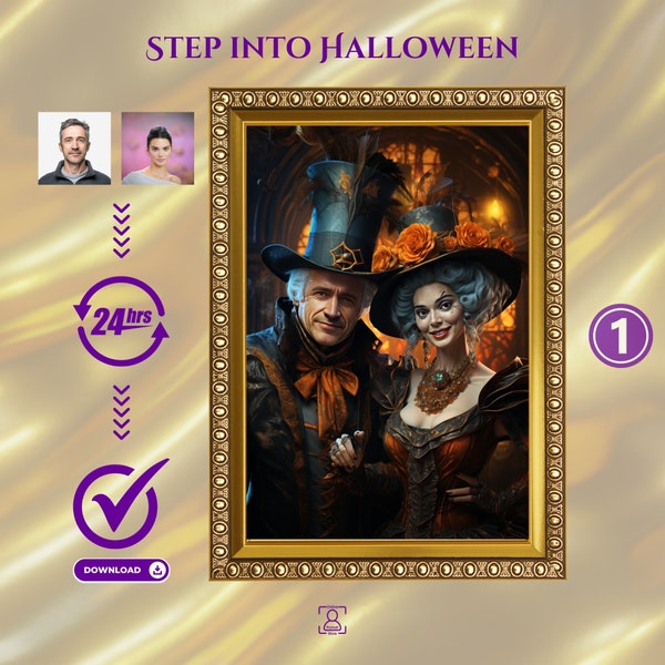 Personalized Halloween Couple's Portrait - Etsy