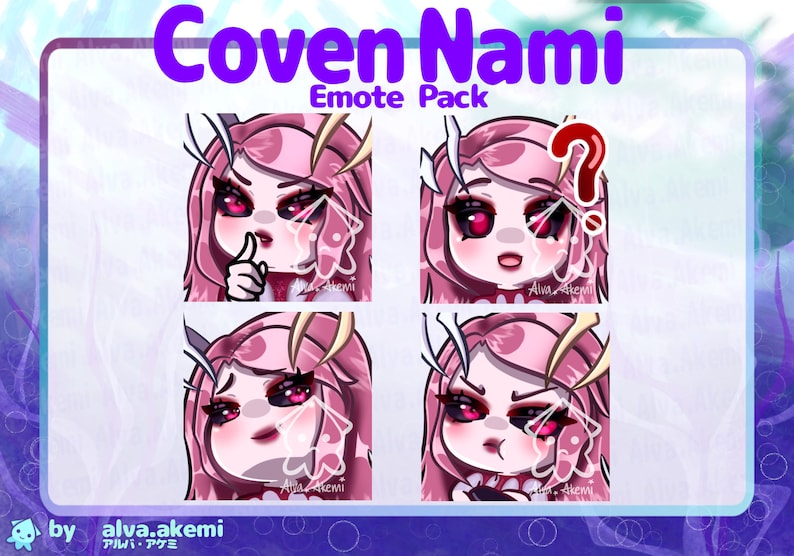 Coven Nami Emotes Pack / League of Legends Emotes / Cute Chibi Emotes ...