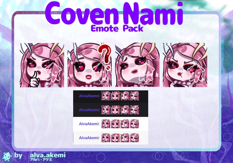 Coven Nami Emotes Pack / League of Legends Emotes / Cute Chibi Emotes ...