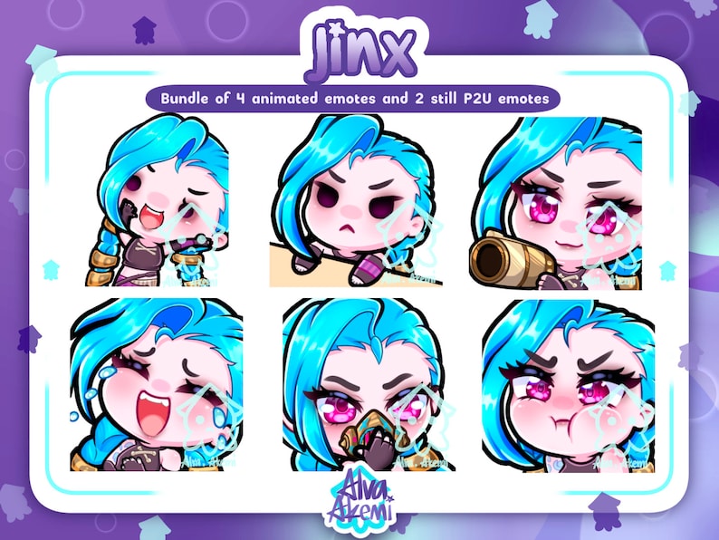Jinx Emotes Bundle Animated and Still Emote Bundle League of Legends ...
