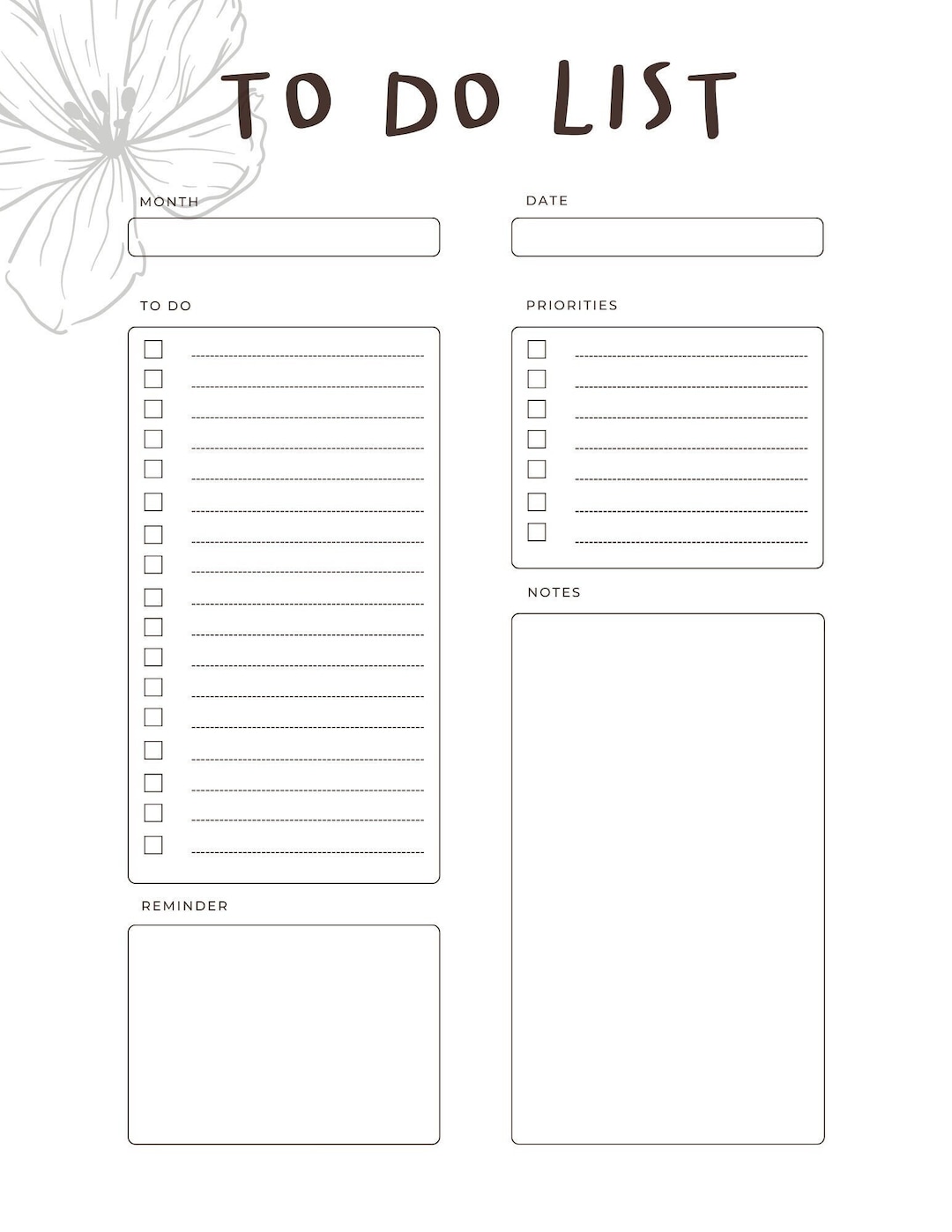 Daily to Do List Template, Printable Planner, Flower Daily Planner - Etsy