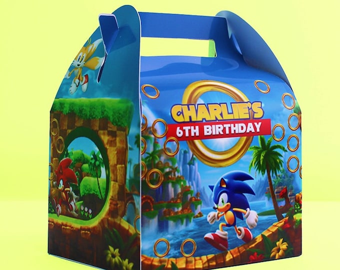 Personalized Sonic Party Favor Box: Children's Birthday Treat Bag - Etsy