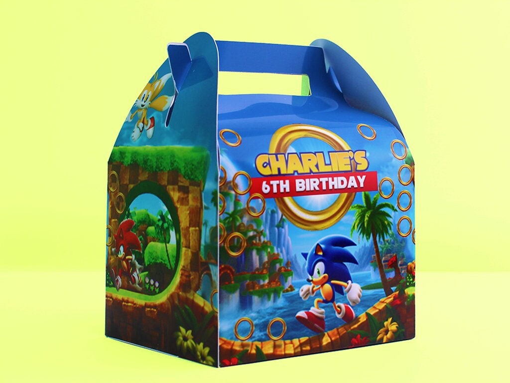 Personalized Sonic Party Favor Box: Children's Birthday Treat Bag - Etsy
