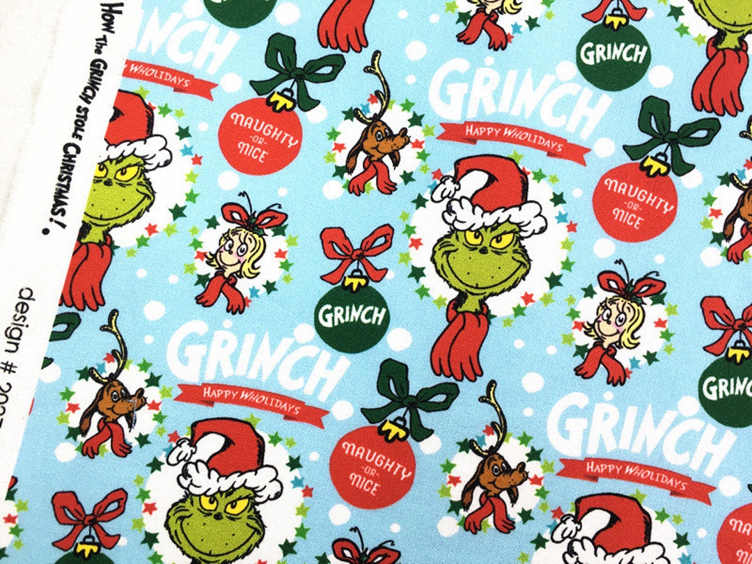 The Grinch, Grinch Fabric, Merry Christmas Fabric Pure Cotton Cartoon ...
