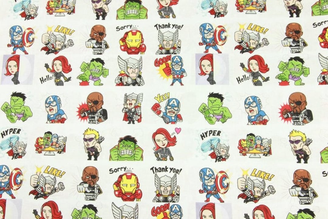 The Avengers Fabric Marvel Superhero Fabric Pure Cotton - Etsy