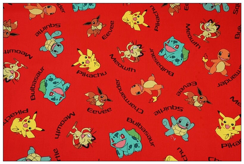Pokémon Fabric Pikachu Fabric Pocket Monster Pure Cotton - Etsy
