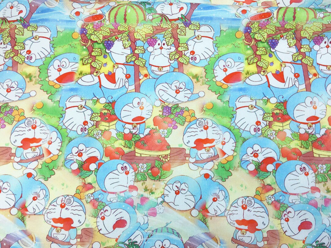 Doraemon Fabric Pokonyan Cat Fabric Pure Cotton Cartoon Cotton Fabric ...