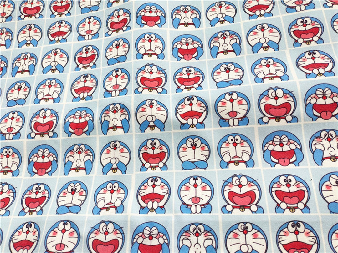 Doraemon Fabric Pokonyan Cat Fabric Fine Canvas Fabric Cartoon Twill ...