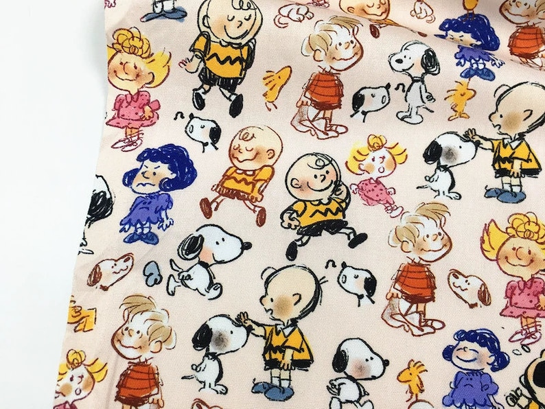 Snoopy Fabric WOODSTOCK Charlie Brown Fabric Pure Cotton Cartoon Cotton ...