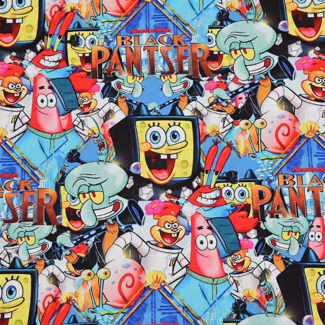 Spongebob Squarepants Fabric Spongebob Patrick Fabric Pure Cotton Cartoon Cotton Fabric by the ...