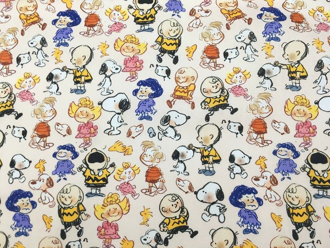 Snoopy Fabric WOODSTOCK Charlie Brown Fabric Pure Cotton Cartoon Cotton ...