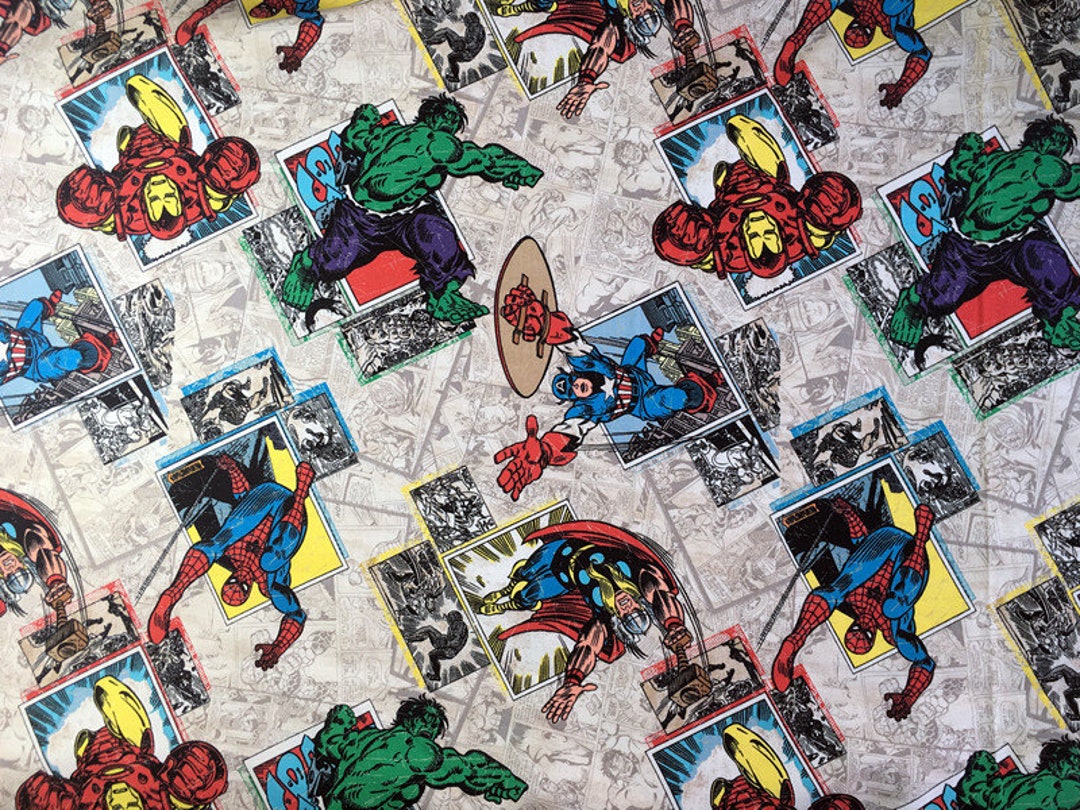 Avengers Fabric Superhero Iron Man Captain America Hulk Fabric Pure ...