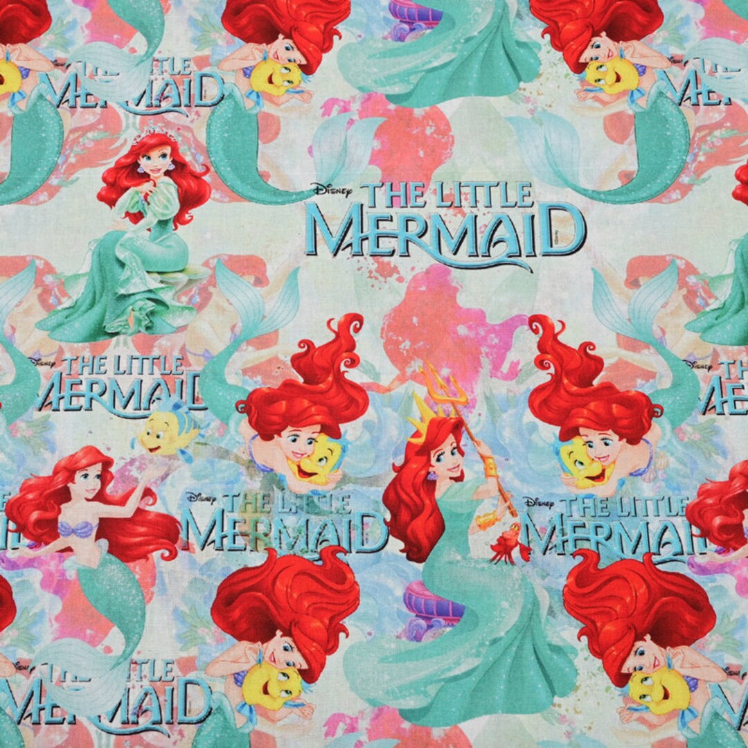Disney Little Mermaid Ariel Fabric Pure Cotton Cartoon Cotton Fabric by ...