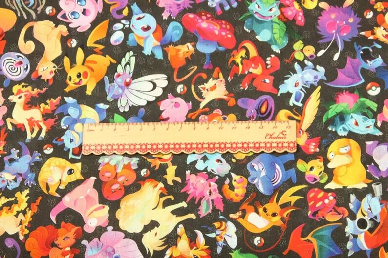 Pokemon Fabric Pocket Monster Fabric Pikachu Fabric Pure Cotton Cartoon ...