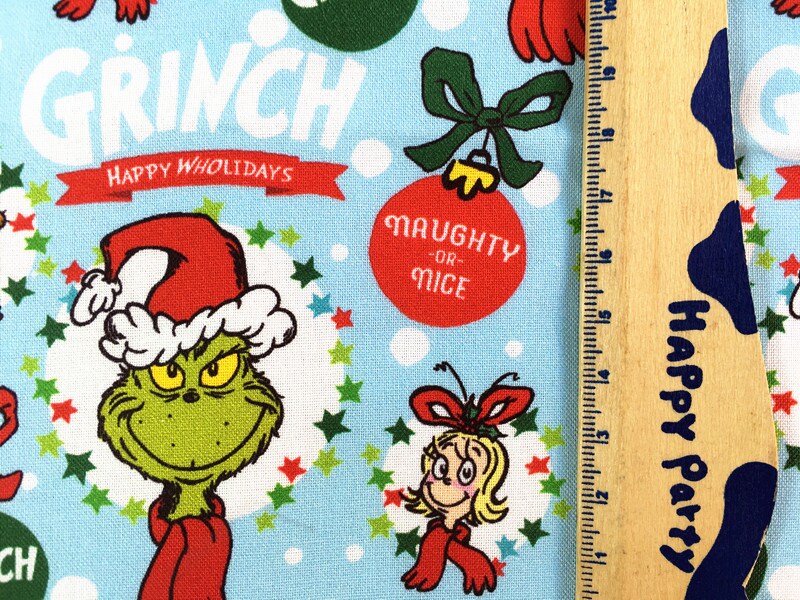 The Grinch, Grinch Fabric, Merry Christmas Fabric Pure Cotton Cartoon ...