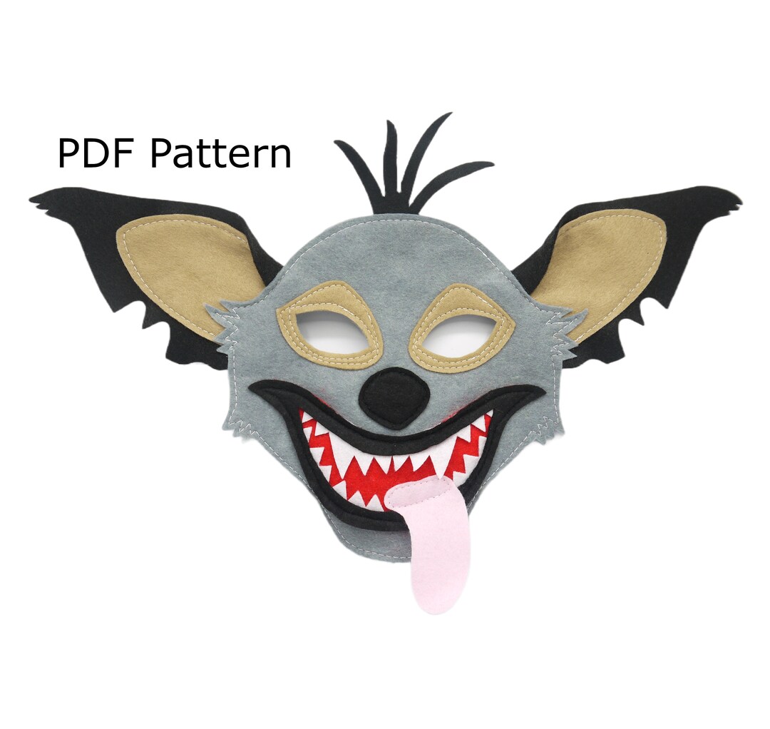 Hyena Costume Mask Sewing Pattern, Halloween, Book Week, Papercraft ...