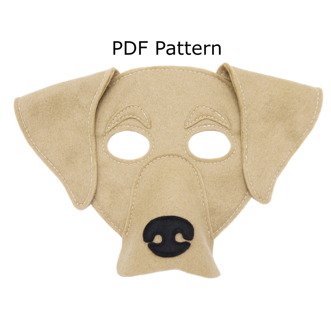 Labrador Dog Costume Mask Sewing Pattern, Digital File, Sew or Glue ...