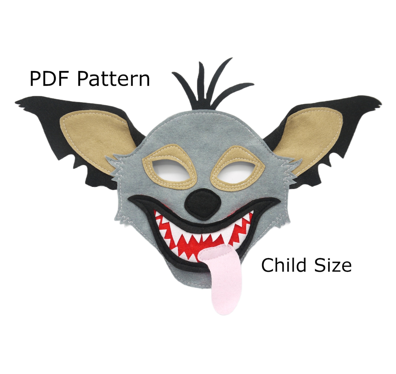 Children's Mask Hyena Costume Mask Sewing Pattern / Papercraft ...
