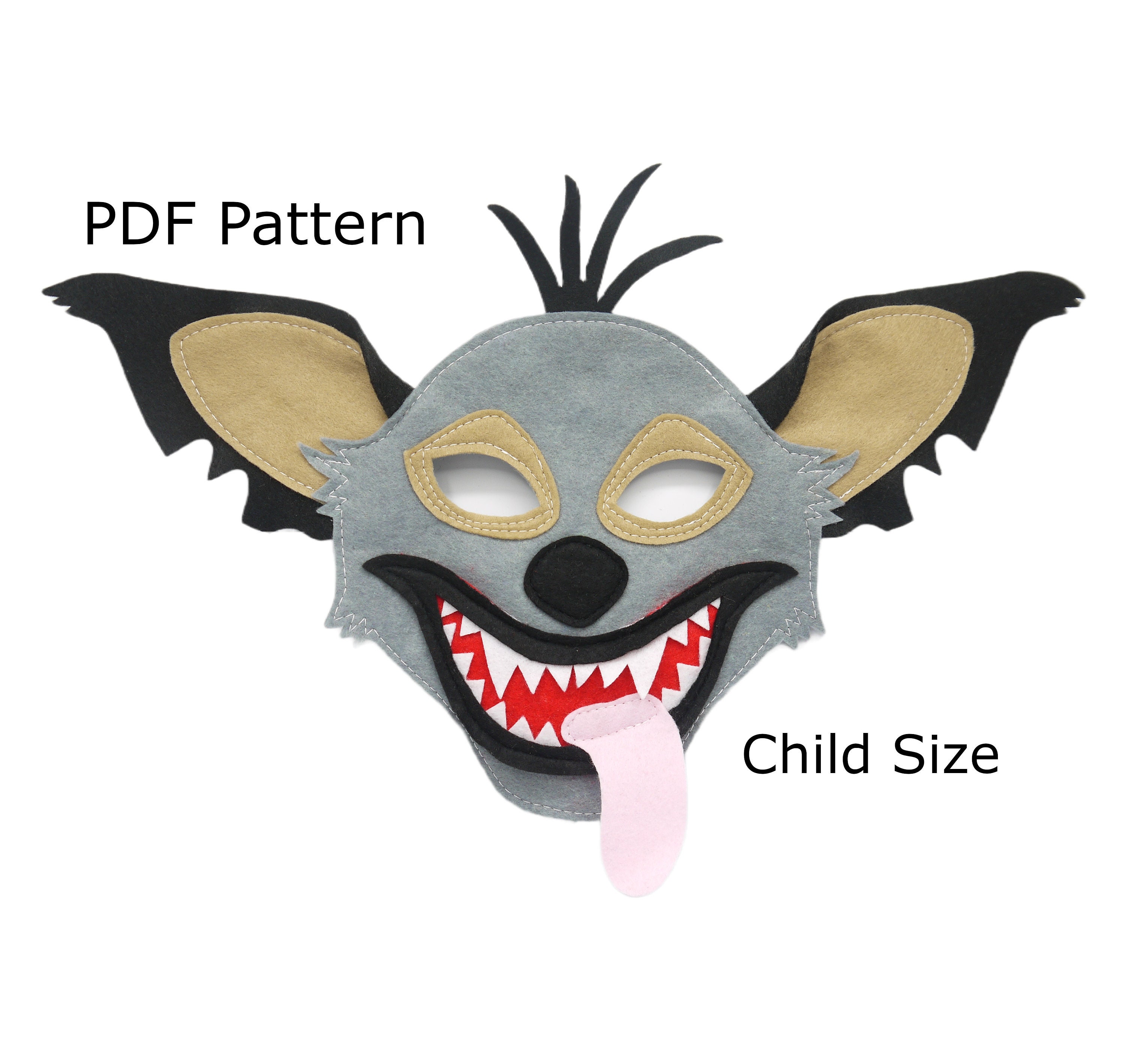 Children's Mask Hyena Costume Mask Sewing Pattern / Papercraft ...
