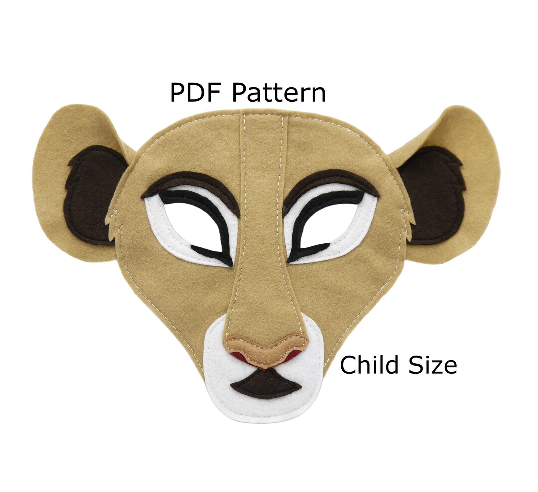 Pattern Lioness Costume Mask Child Size, Make a Stocking Stuffer ...