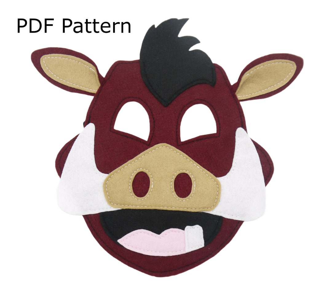 Pattern Warthog Pig Costume Mask Sewing Pattern, Digital File, Sew or ...