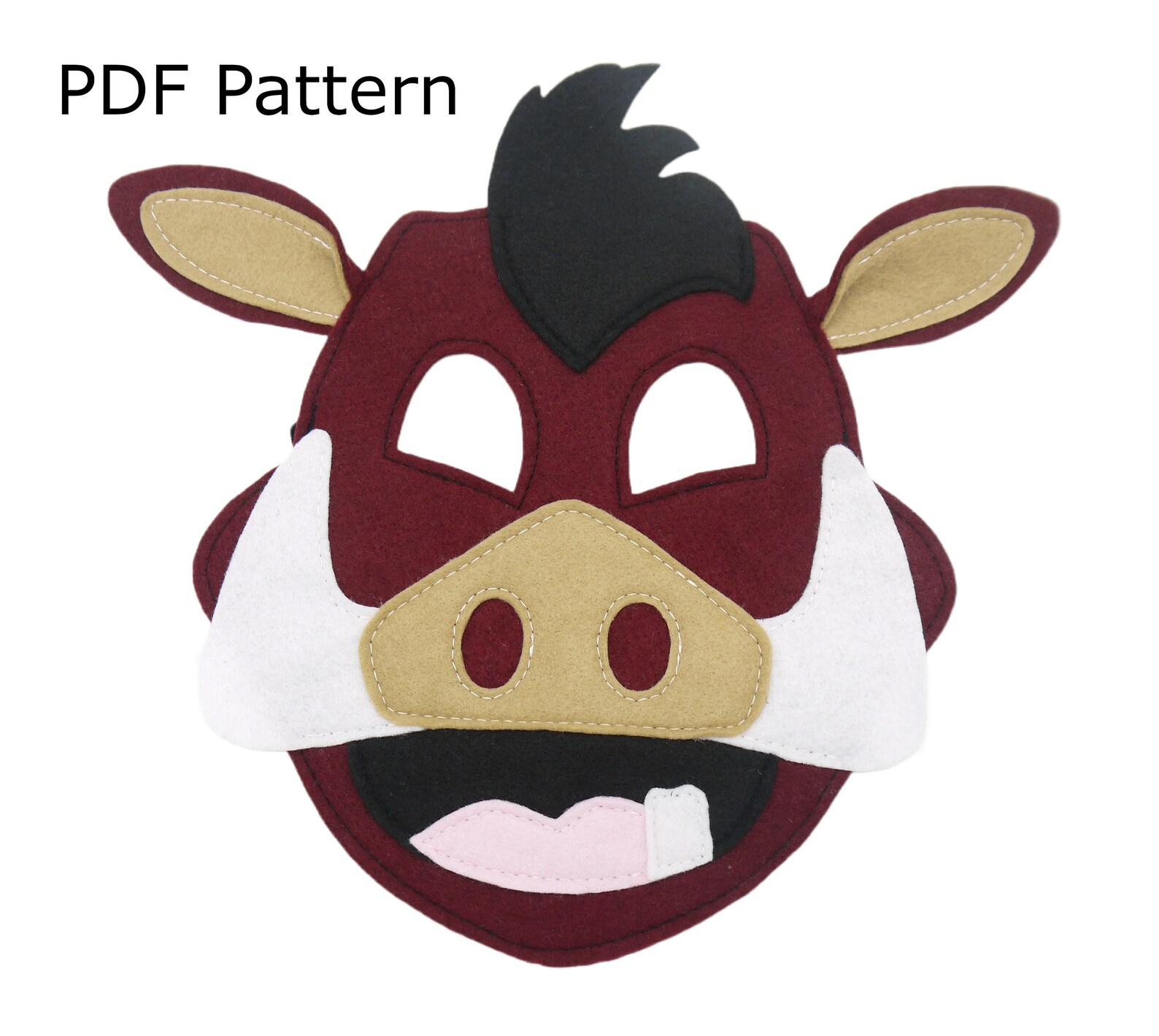 Pattern Warthog Pig Costume Mask Sewing Pattern, Digital File, Sew or ...