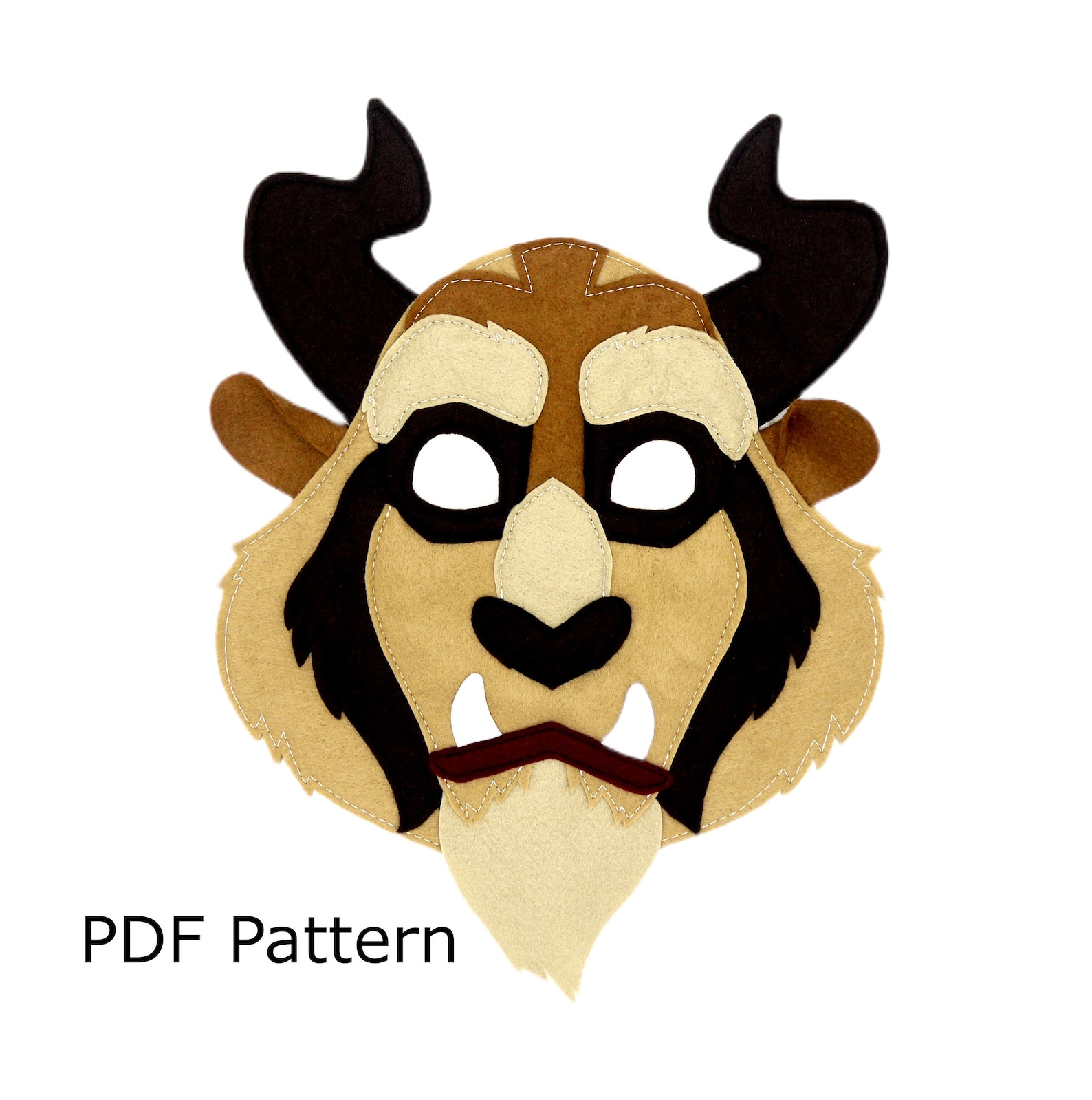 Pattern Beast Costume Mask, Book Day, Sewing, Digital File, Beauty and ...