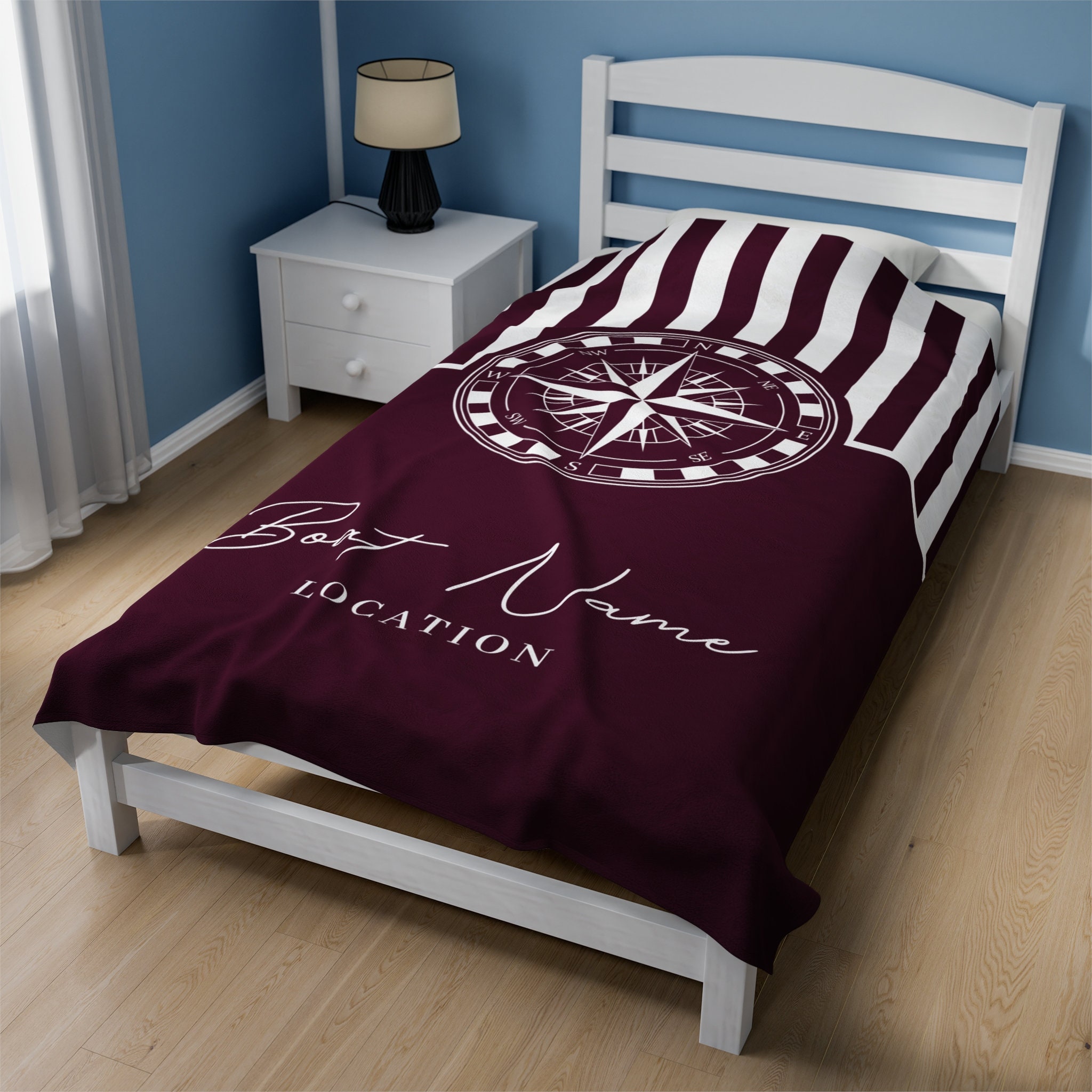 Custom Luxury Plush Blanket, Personalized Anchor Boat Throw Blanket ...