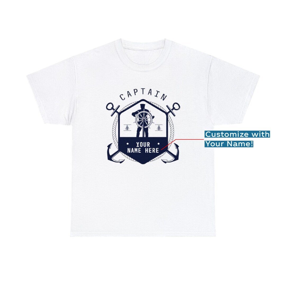 Captain Name Custom Cotton Tee, Personalized Boat T-shirt, Captain ...