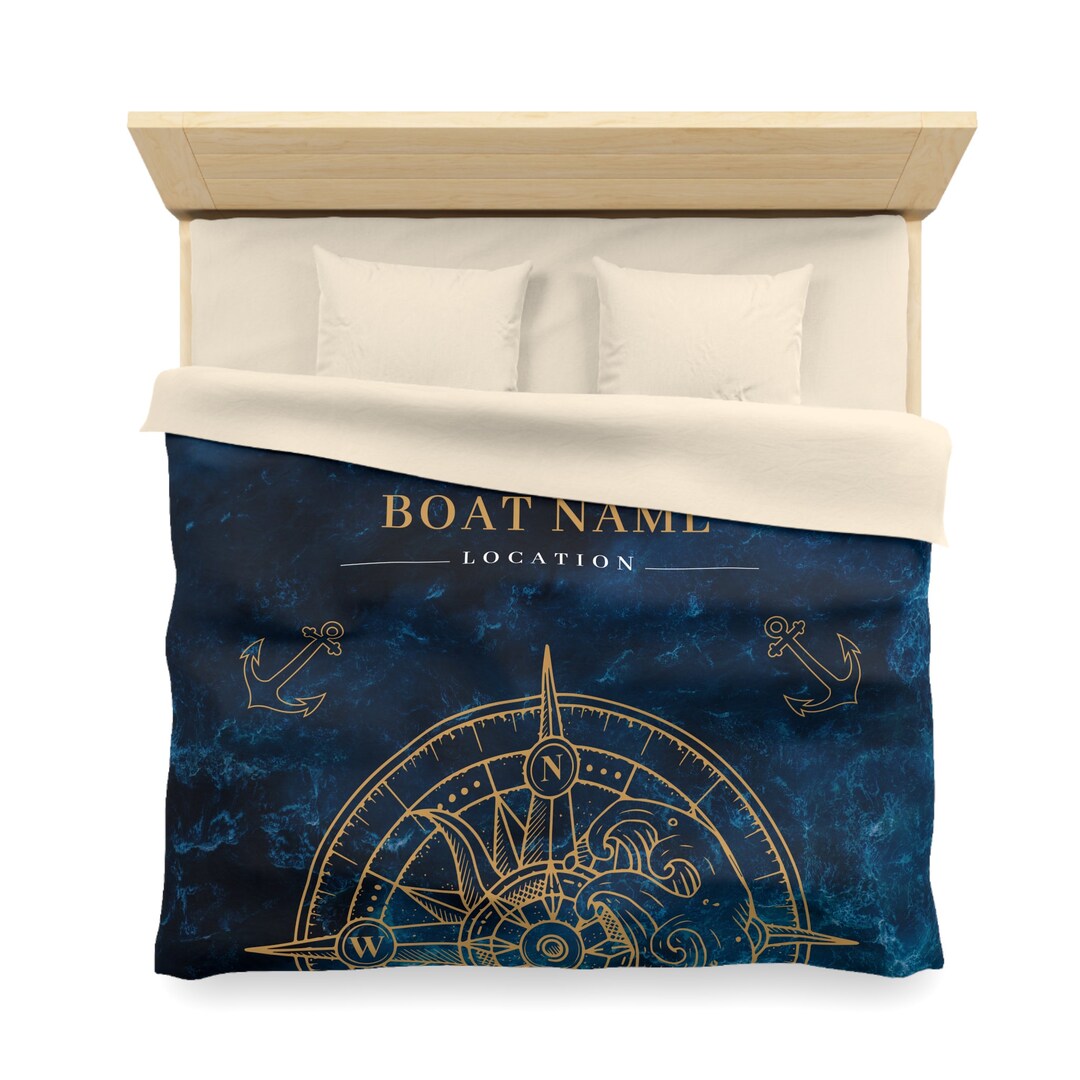 Custom Duvet Cover, Personalized Nautical Boat Bedding, Bed Cover for ...