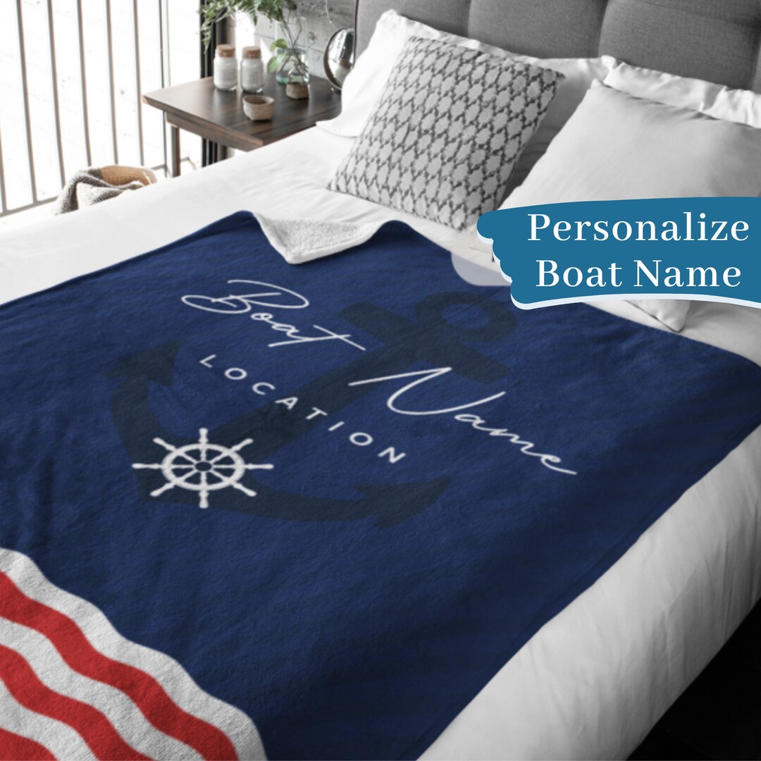 Custom Stylish Plush Blanket, Personalized Anchor Boat Throw Blanket ...