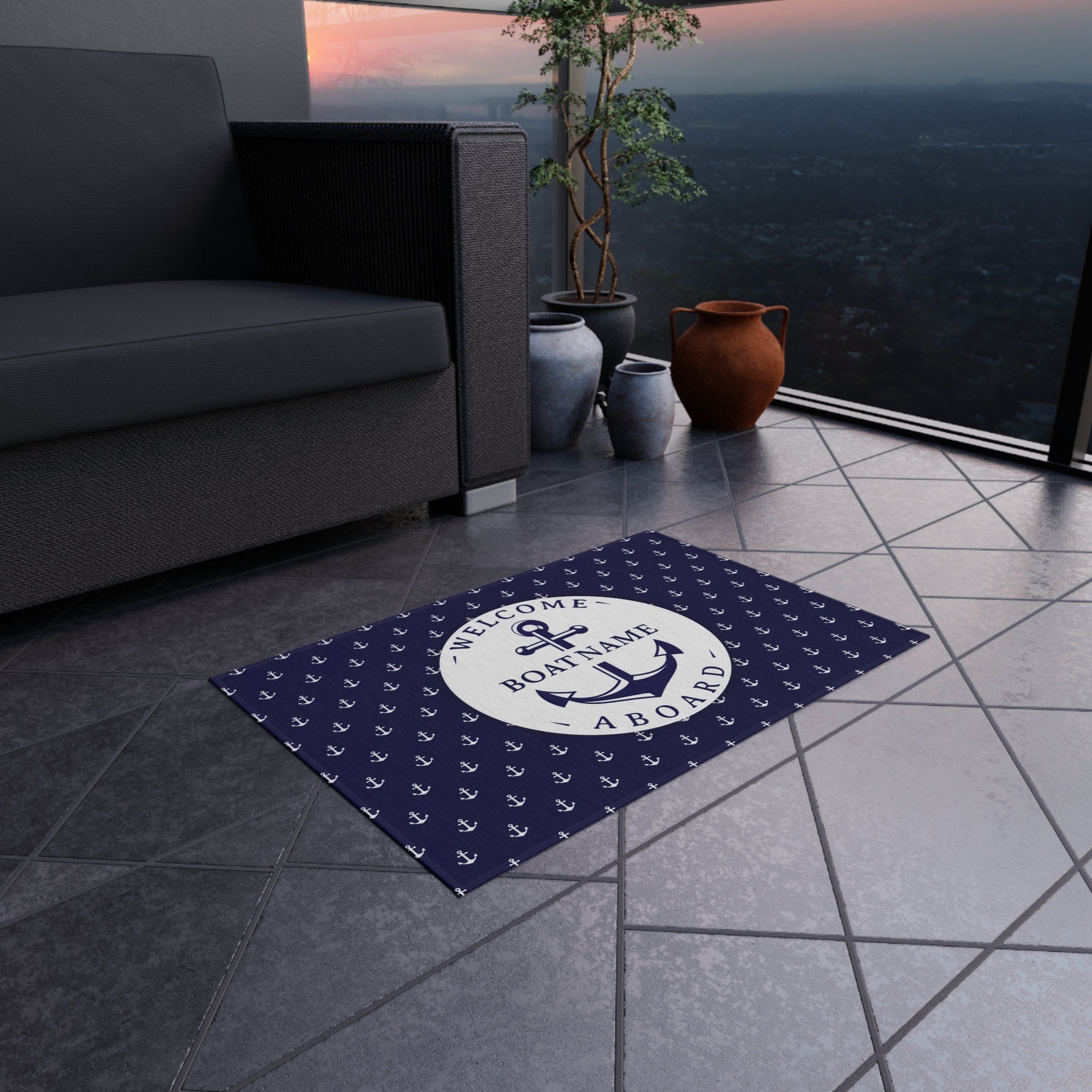 Custom Dotty Design Boat Rug, Boat Mat, Nautical Custom Rug, Gift for ...