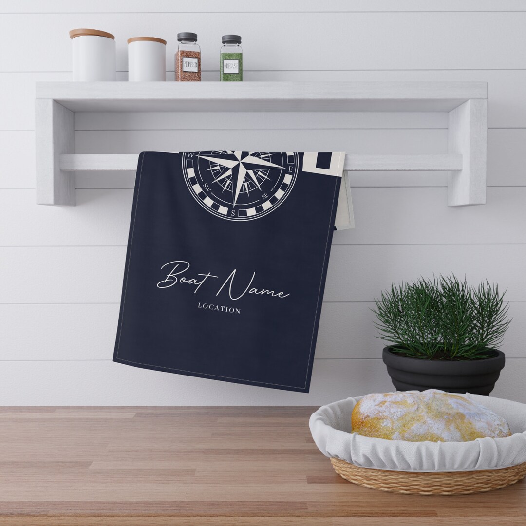 Custom Boat Luxury Cotton Kitchen Towel, Anchor Kitchen Towel ...