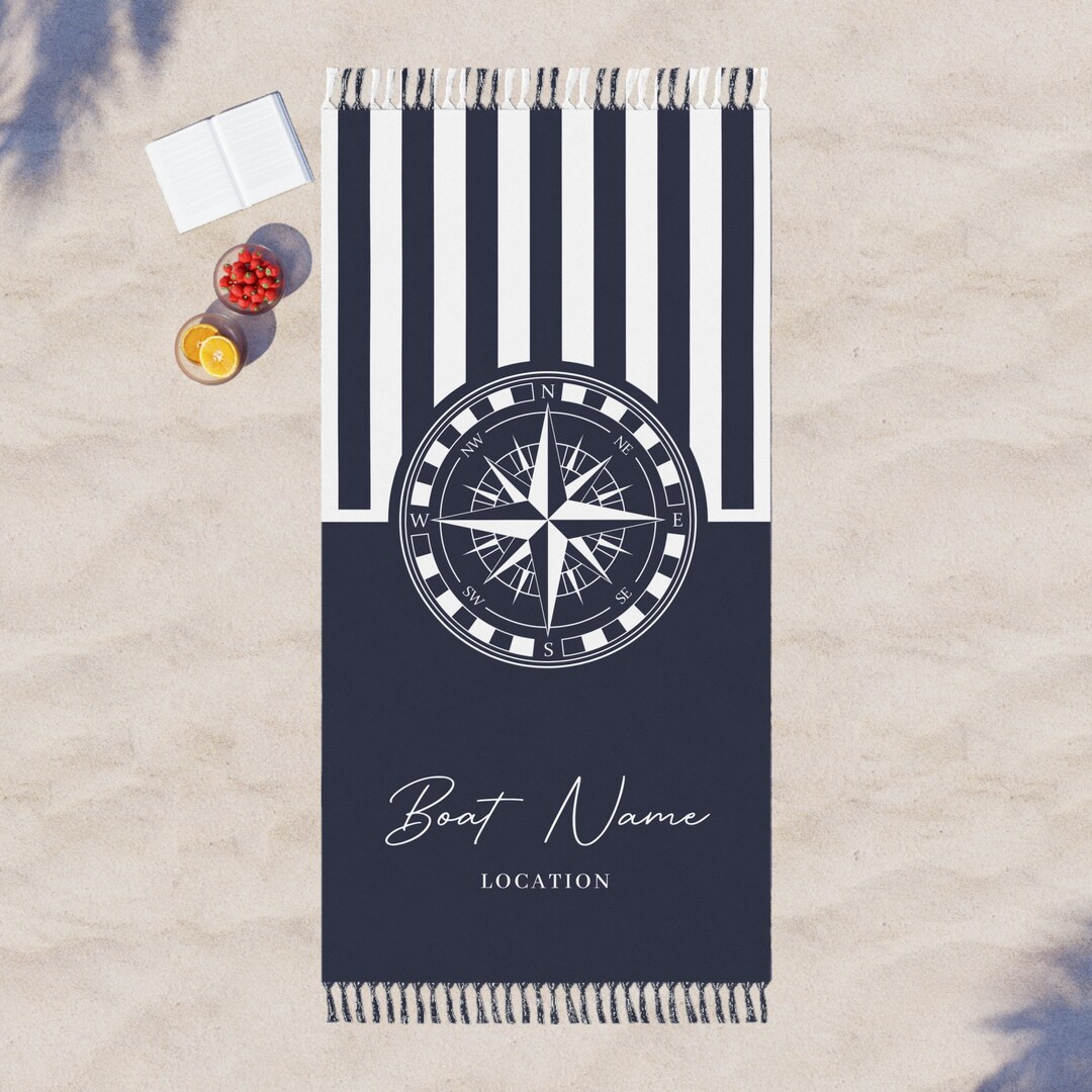 Personalized Boat Name Boho Beach Cloth, Customize Beach Cloth, Boat ...