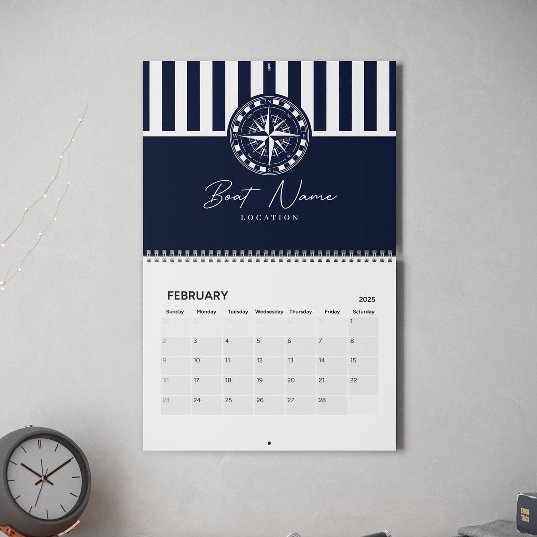 Personalized Boat Name Calendar 2025, Custom Boat Calendar, Nautical ...