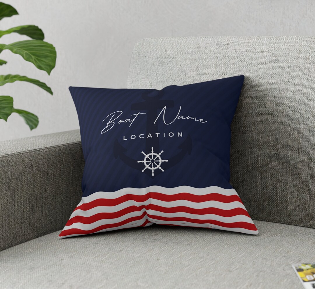 Custom Boat Stylish Pillow, Personalized Anchor Pillow, Pillow for Boat ...