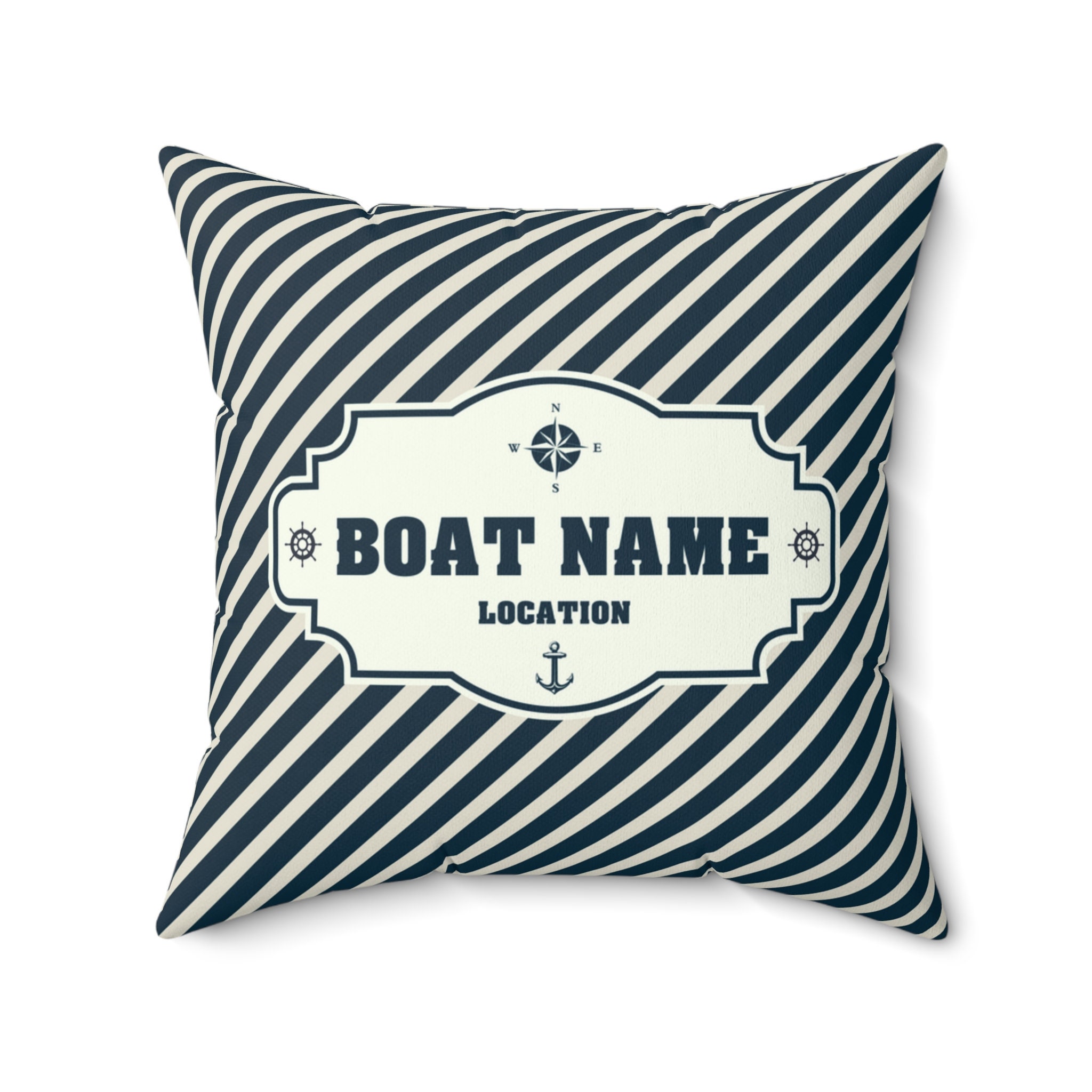 Custom Boat Blue Line Pillow, Personalized Compass Pillow, Pillow for ...