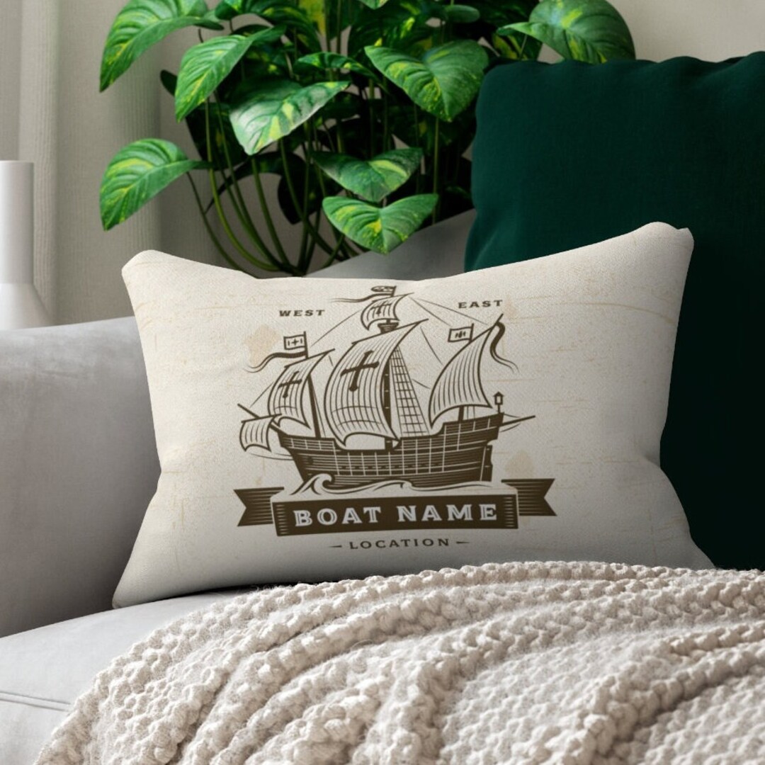 Custom Boat Vintage Pillow, Personalized Boat Name Pillow, Pillow for ...
