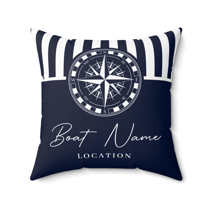 Custom Boat Luxury Pillow, Personalized Compass Pillow, Pillow for Boat ...