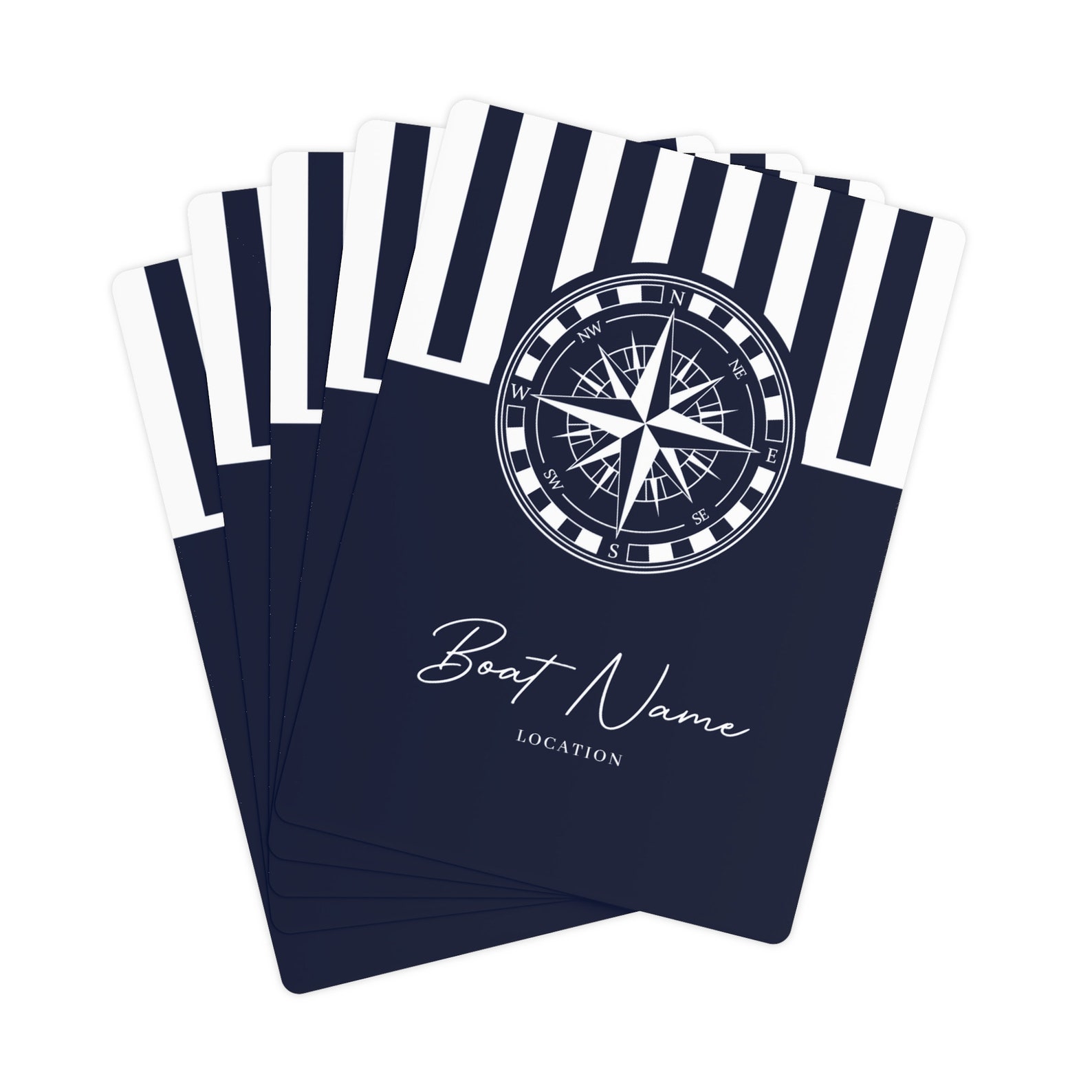 Custom Boat Name Game Cards, Personalized Compass Game Cards ...