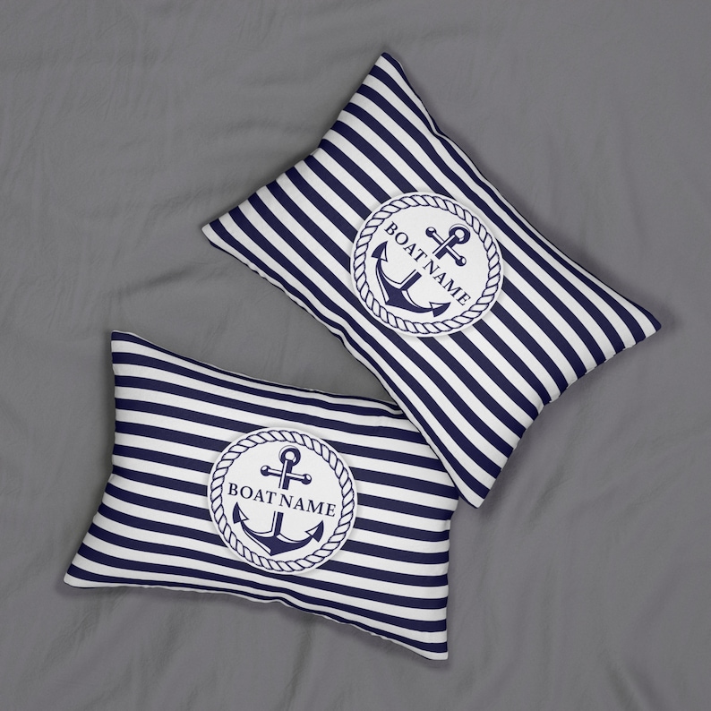 Custom Boat Striped Pillow, Personalized Boat Name Pillow, Pillow for ...