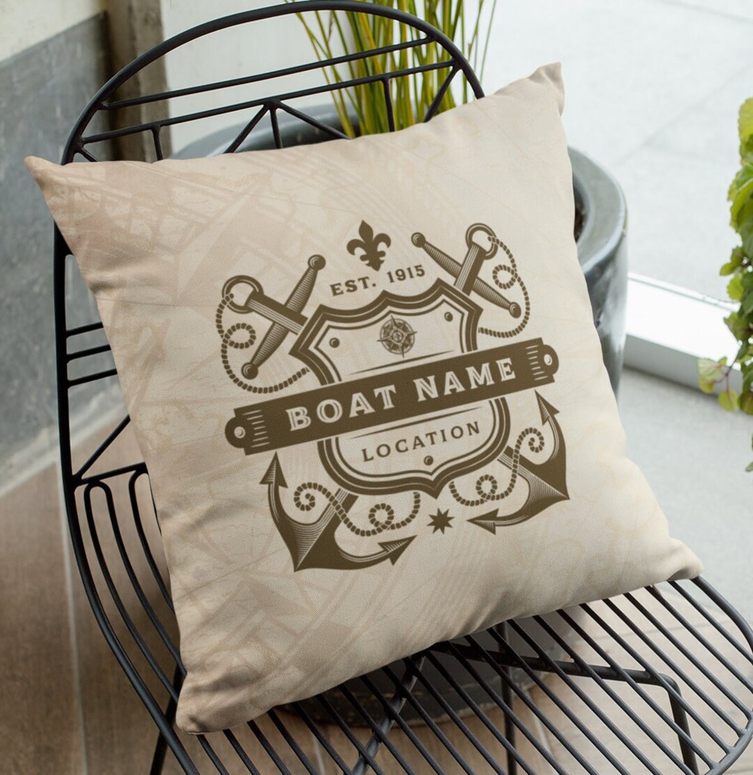 Custom Boat Retro Pillow, Personalized Compass Pillow, Pillow for Boat ...